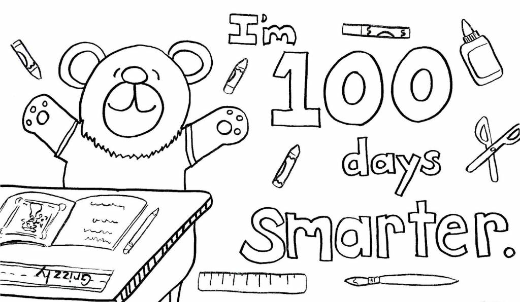 100th Day Coloring Sheet Clip Art Library