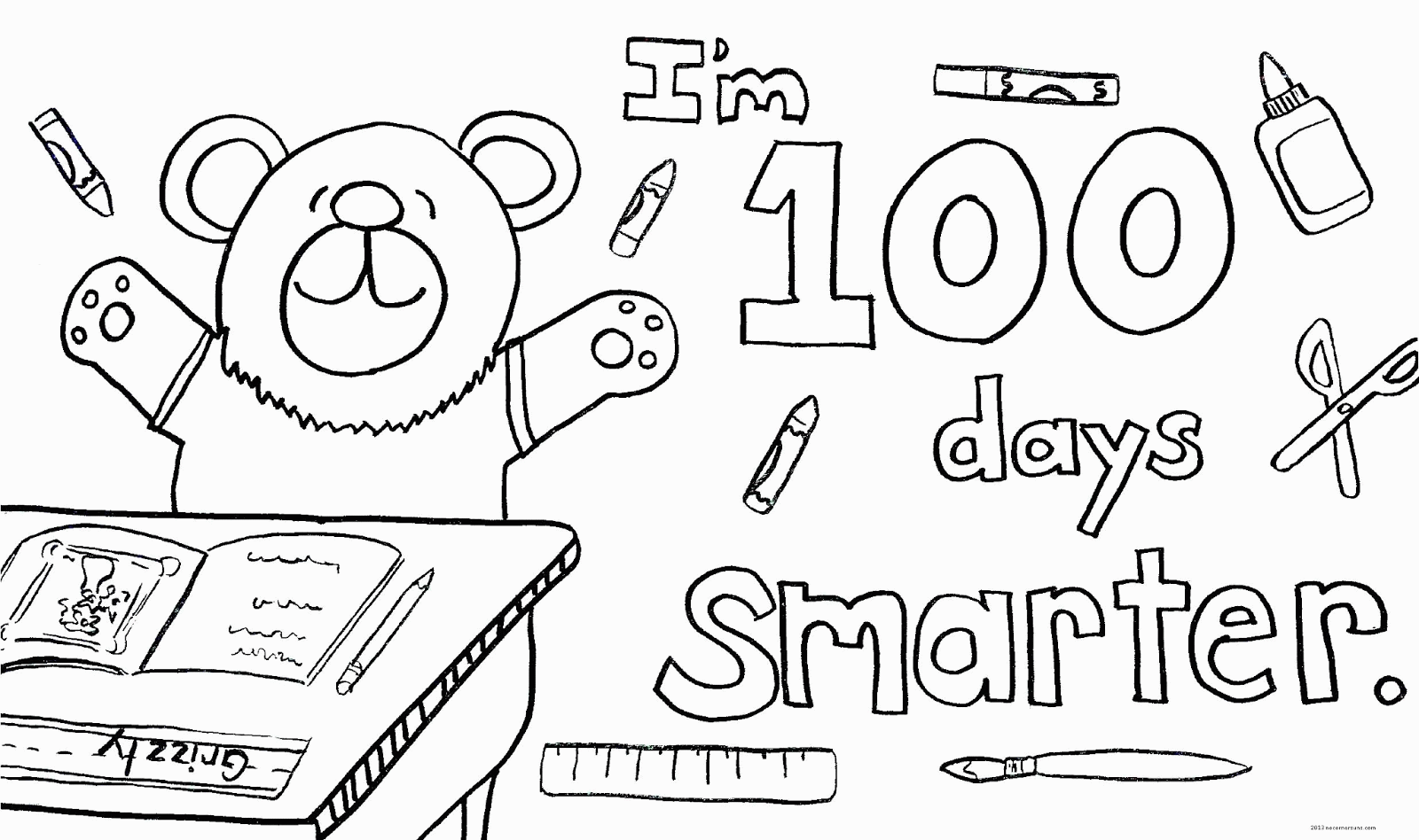 100th Day Coloring Sheet Clip Art Library