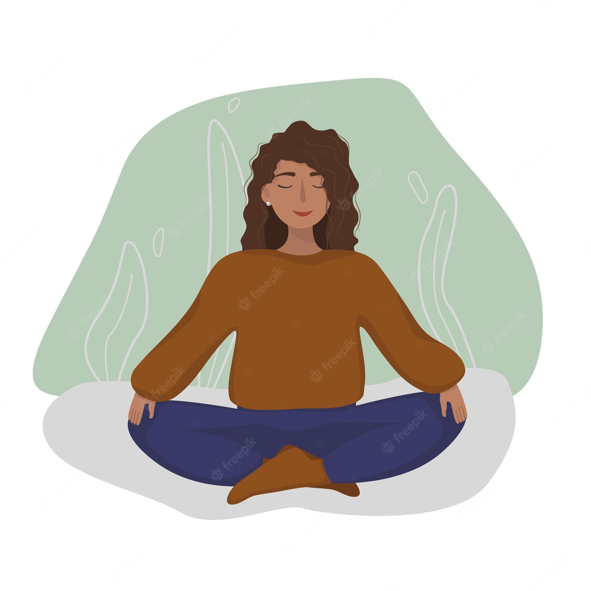 Calm Person Meditating Near Clocks And Finding Balance Concept Of 3829493