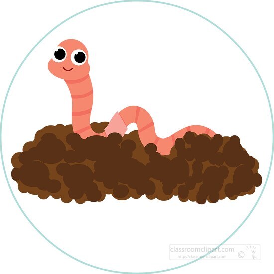 Insect Clipart-cartoon style segemented earth worm in soil clipart #5696643