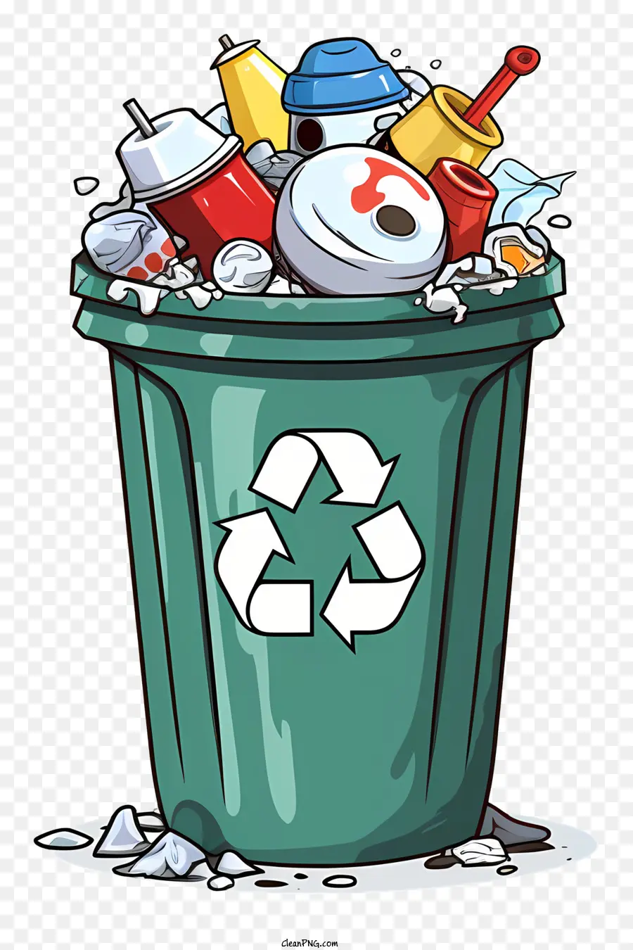 Doodle Trash Can - Recycling Bin Full Of Trash - Cleanpng / Kisspng ...