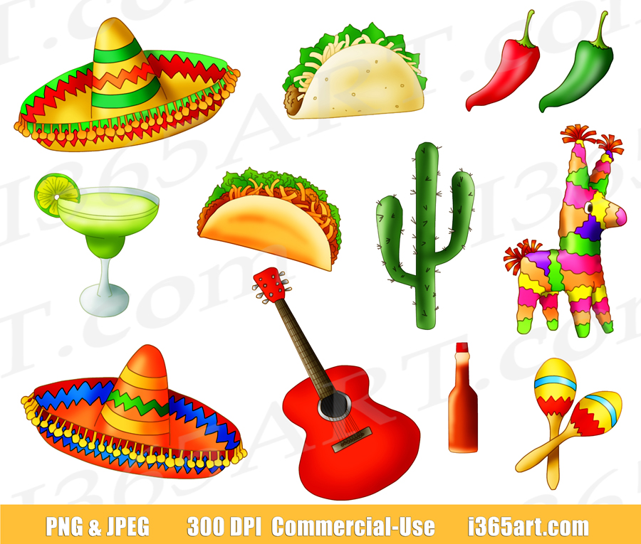 Cinco de Mayo Clipart. Mexican Fiesta Clip Art. Digital 5 de Mayo Party ...