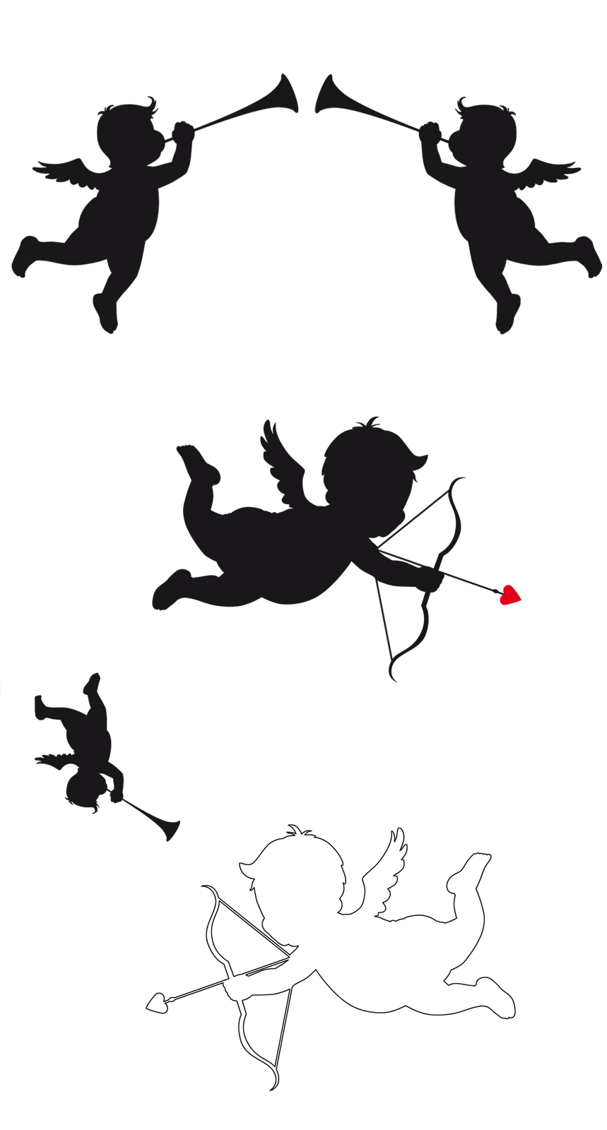 Cupid And Psyche Silhouette Cupid Vector Png Download 859 1600